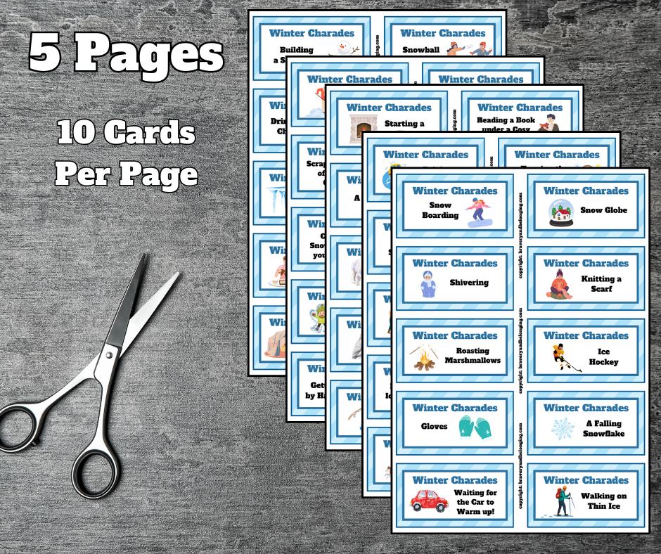 Winter Charades Game, Party, Printable, Family Activities, Classroom ...