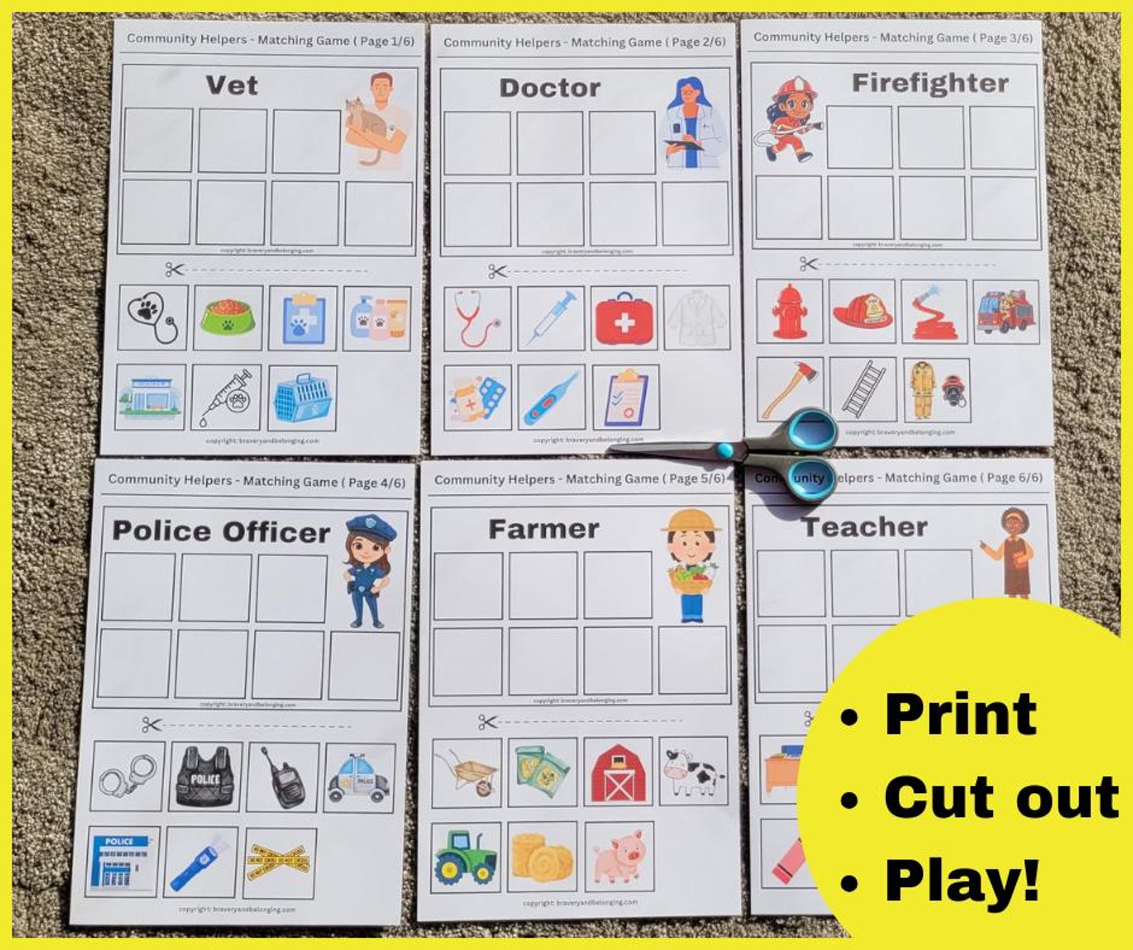Community Helpers Matching Game | Community Helpers Sort Printable ...