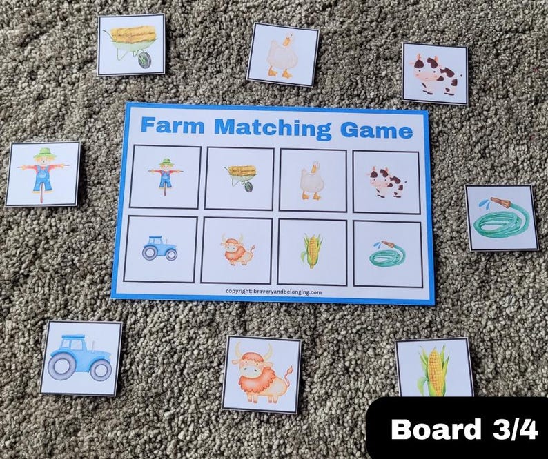 Farm Matching Game: Preschool Printable Activity (digital Download) - Etsy