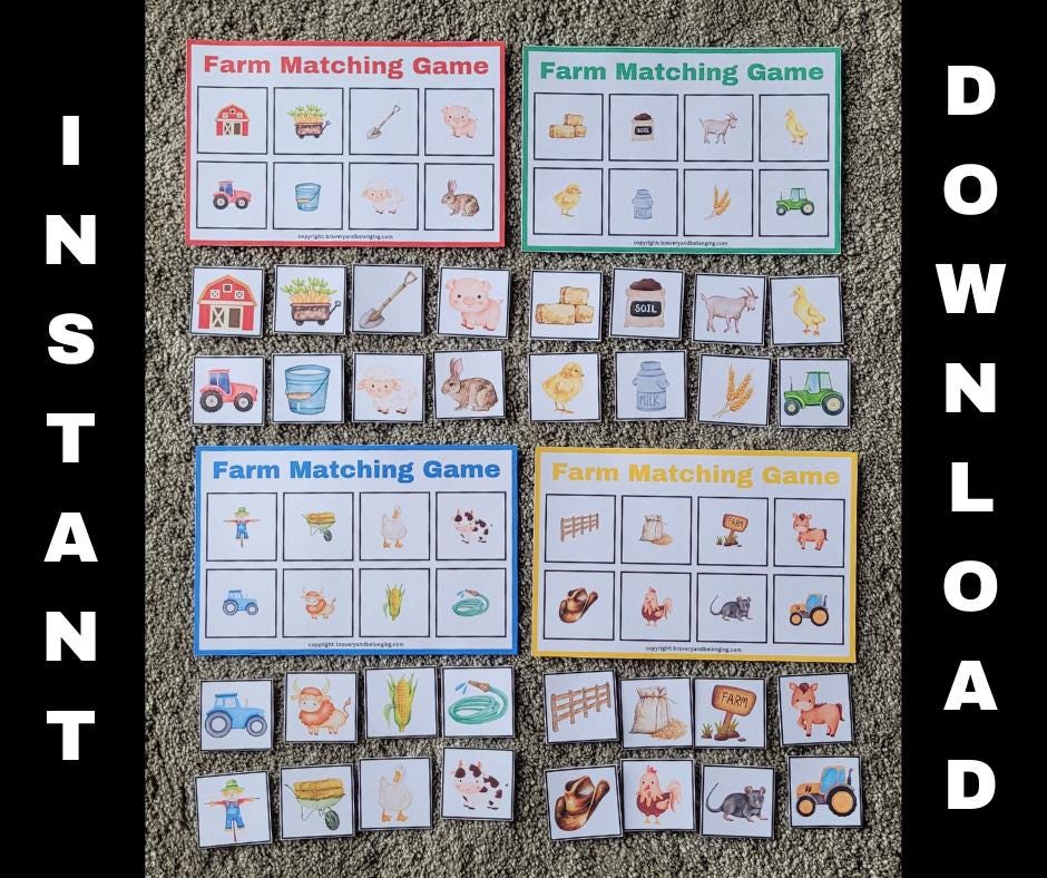 Farm Matching Game: Preschool Printable Activity (digital Download) - Etsy