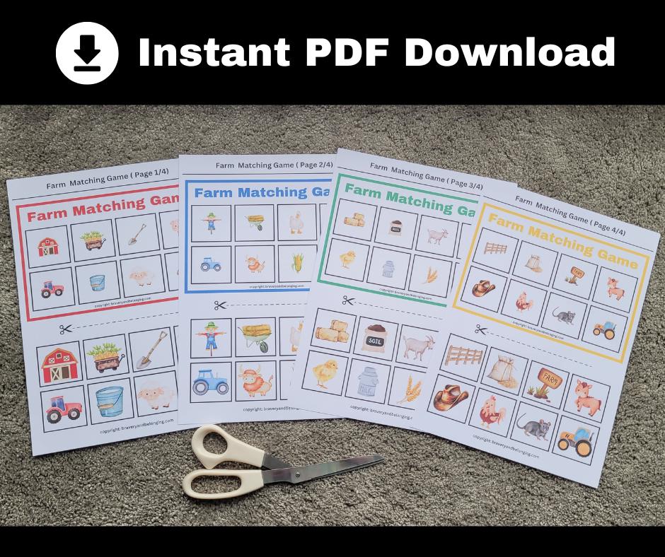 Farm Matching Game: Preschool Printable Activity (digital Download) - Etsy