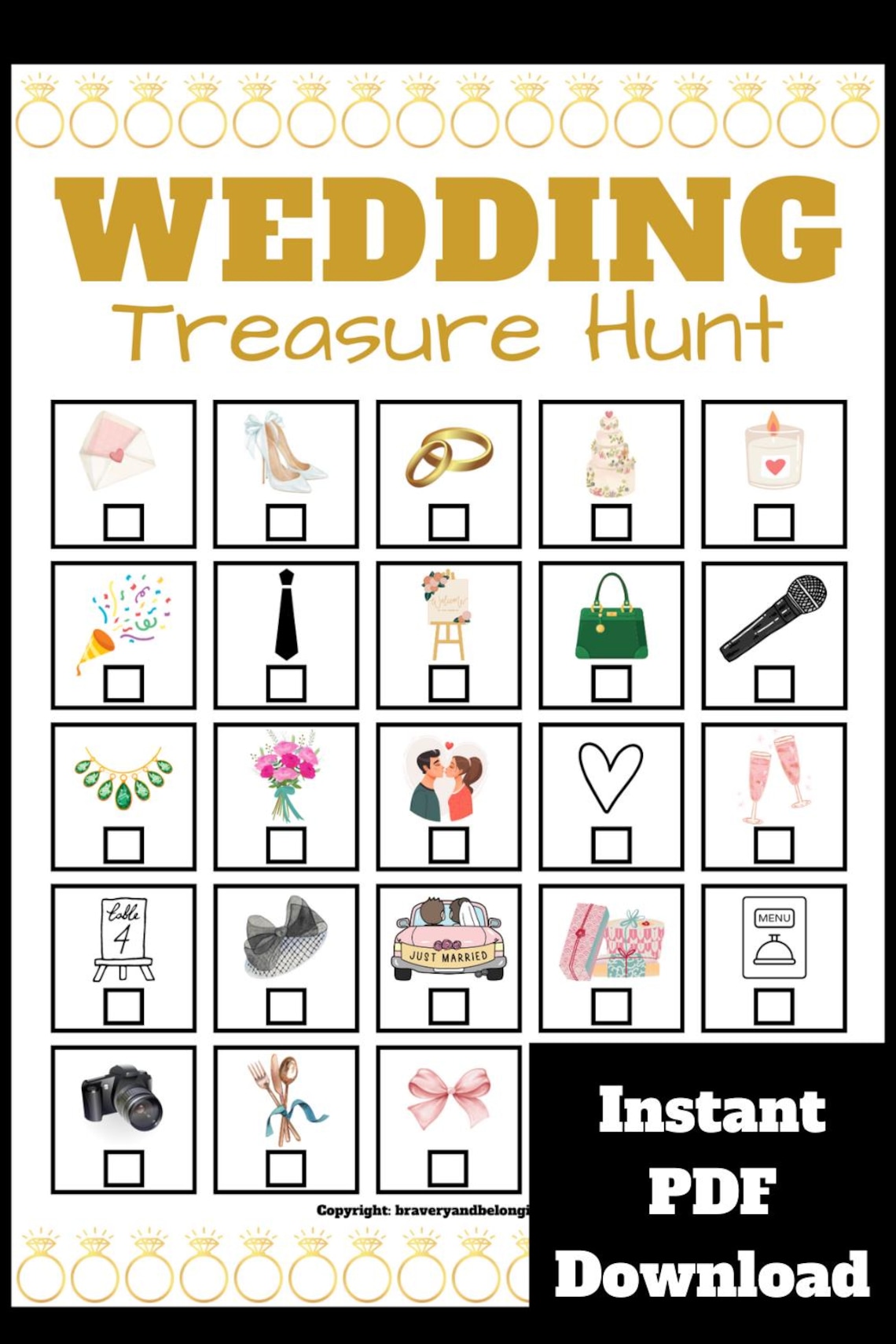 Wedding Treasure Hunt for Kids, Wedding Scavenger Hunt, Wedding I Spy ...