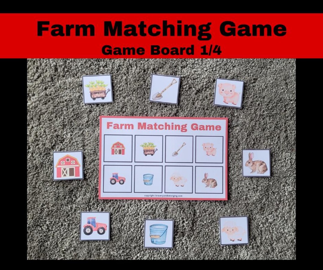 Farm Matching Game: Preschool Printable Activity (digital Download) - Etsy