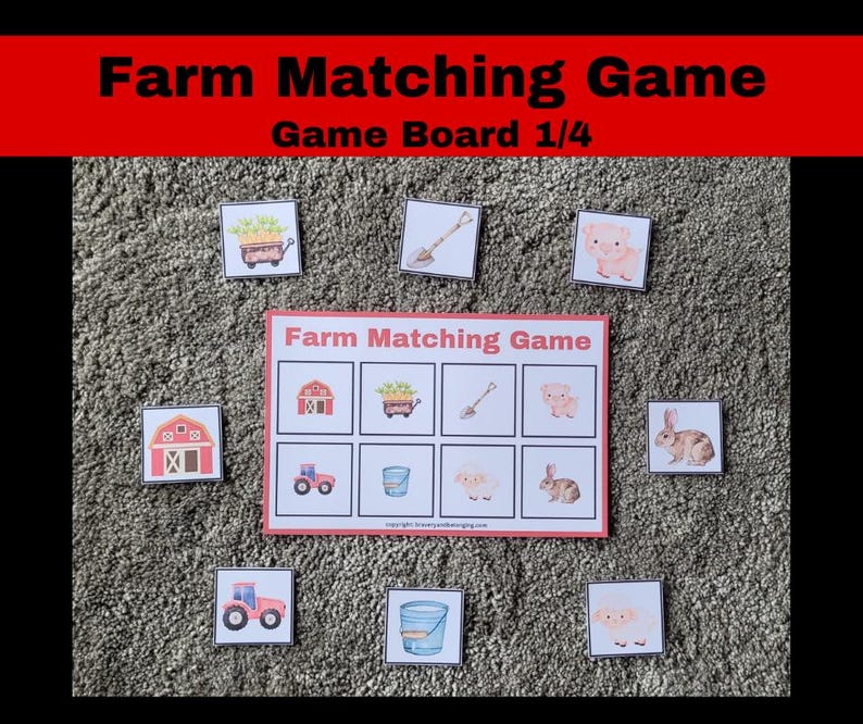 Farm Matching Game: Preschool Printable Activity (digital Download) - Etsy