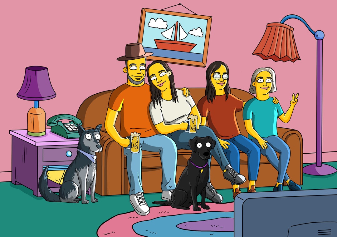 Simpsons Family Portrait Custom, Simpson Couple Portrait, Simpsons ...