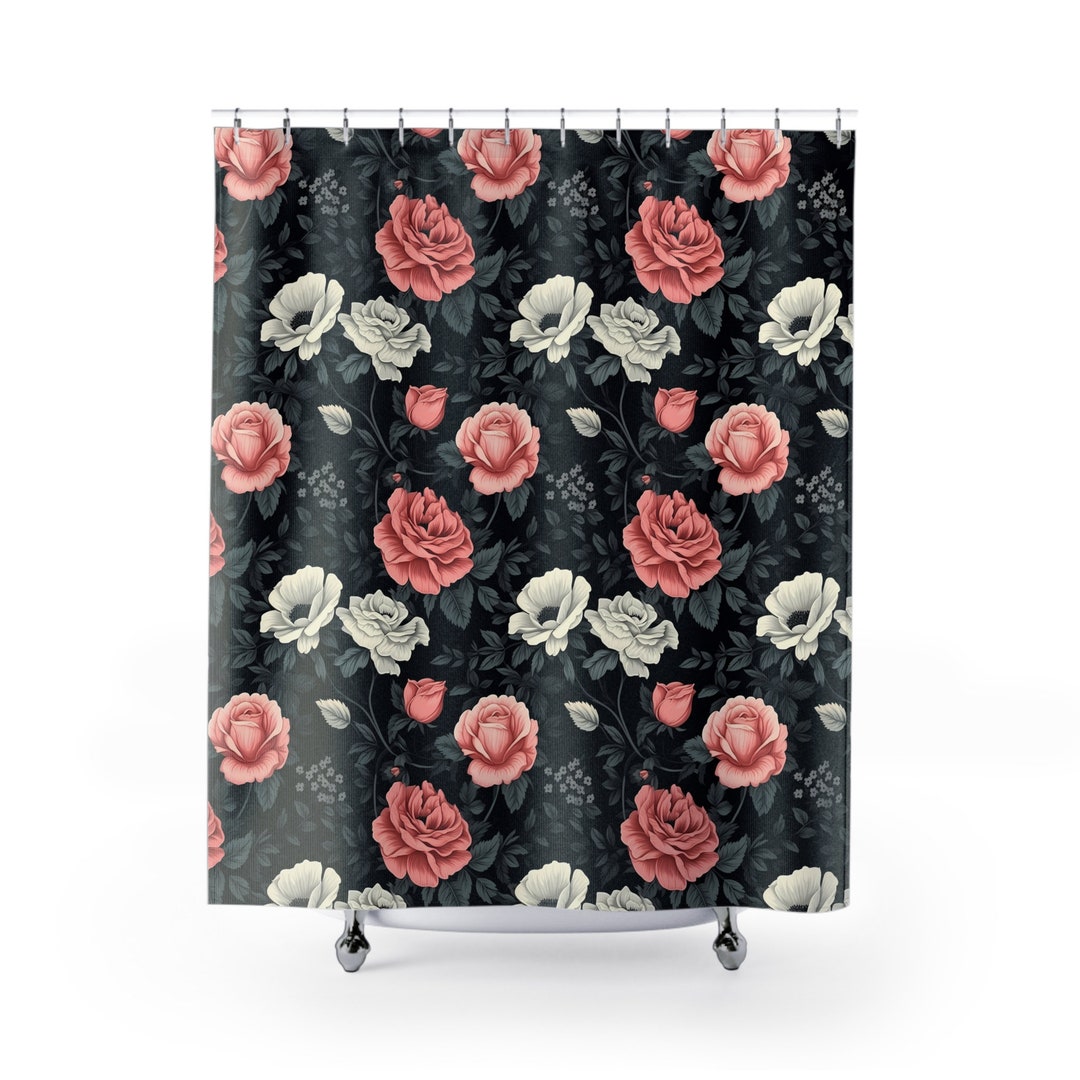 Dark Academia Decor, Floral Shower Curtain, Gothic Victorian Decor ...
