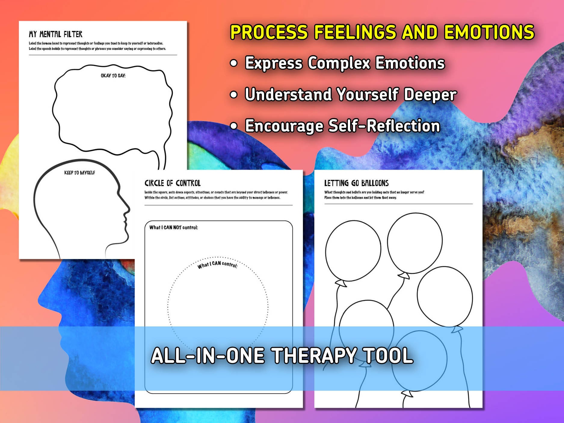 Art Therapy Worksheet Workbook CBT Therapy Counseling Mental Health ...