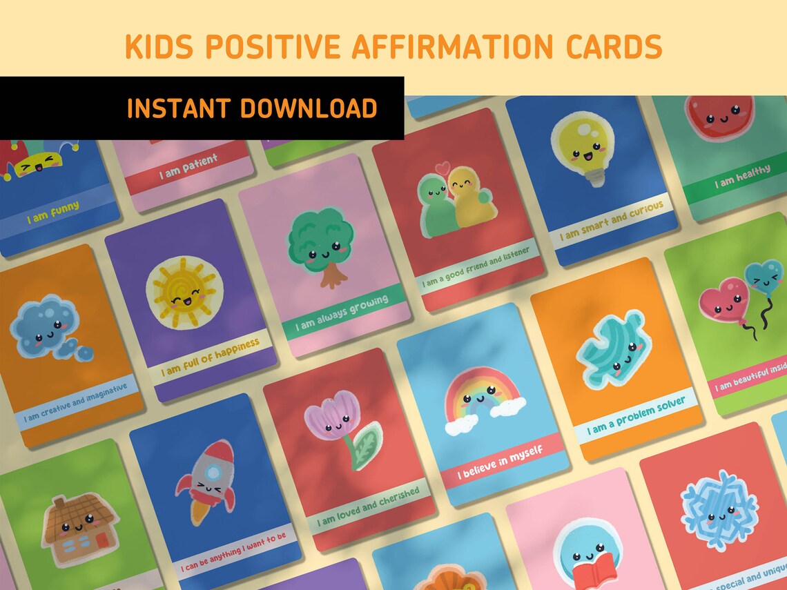 Children's Affirmation Cards | Kids | Digital Download | Mental Health ...