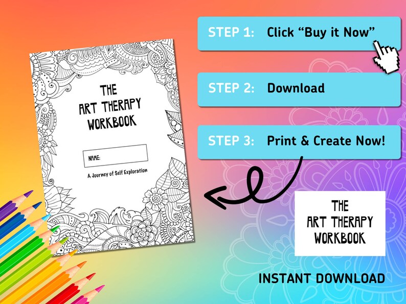 Art Therapy Worksheet Workbook CBT Therapy Counseling Mental Health ...