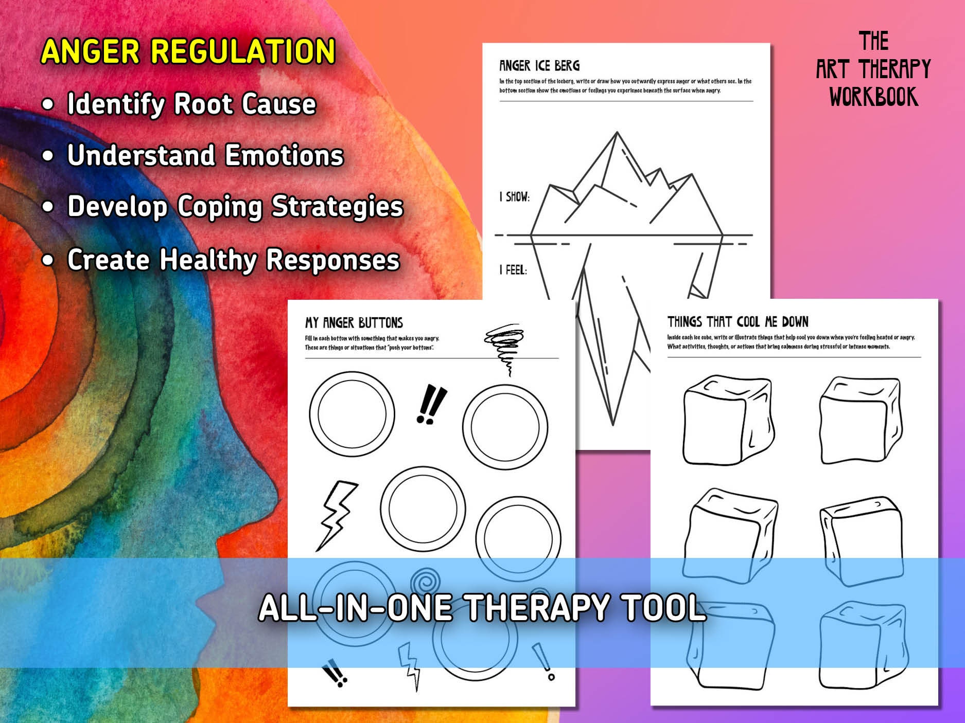 Art Therapy Worksheet Workbook CBT Therapy Counseling Mental Health ...