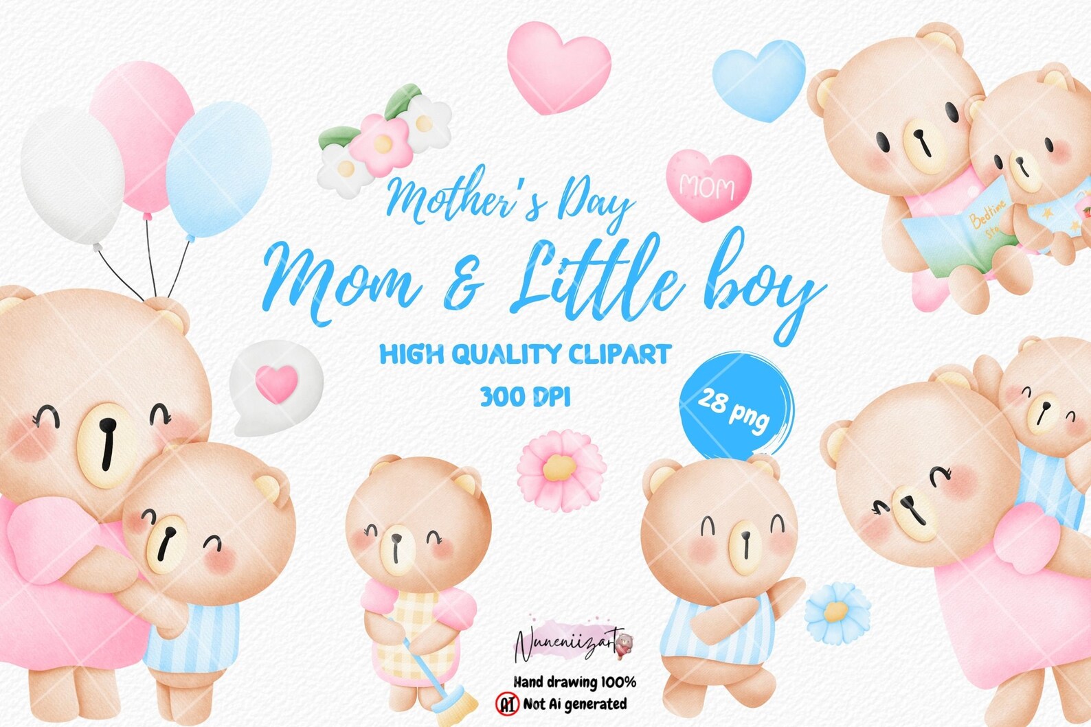 Mom and Little Boy Clipart, Mother's Day Clipart, Mom and Baby Clipart ...