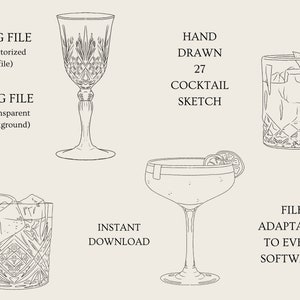 Cocktail Bundle SVG Hand Drawn Cocktail Clipart PNG Custom Cocktail ...