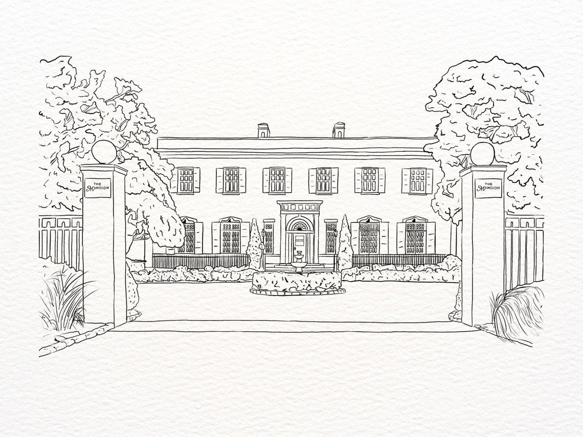 Custom Venue Sketch Wedding Venue Personalized Art Illustration Wedding ...