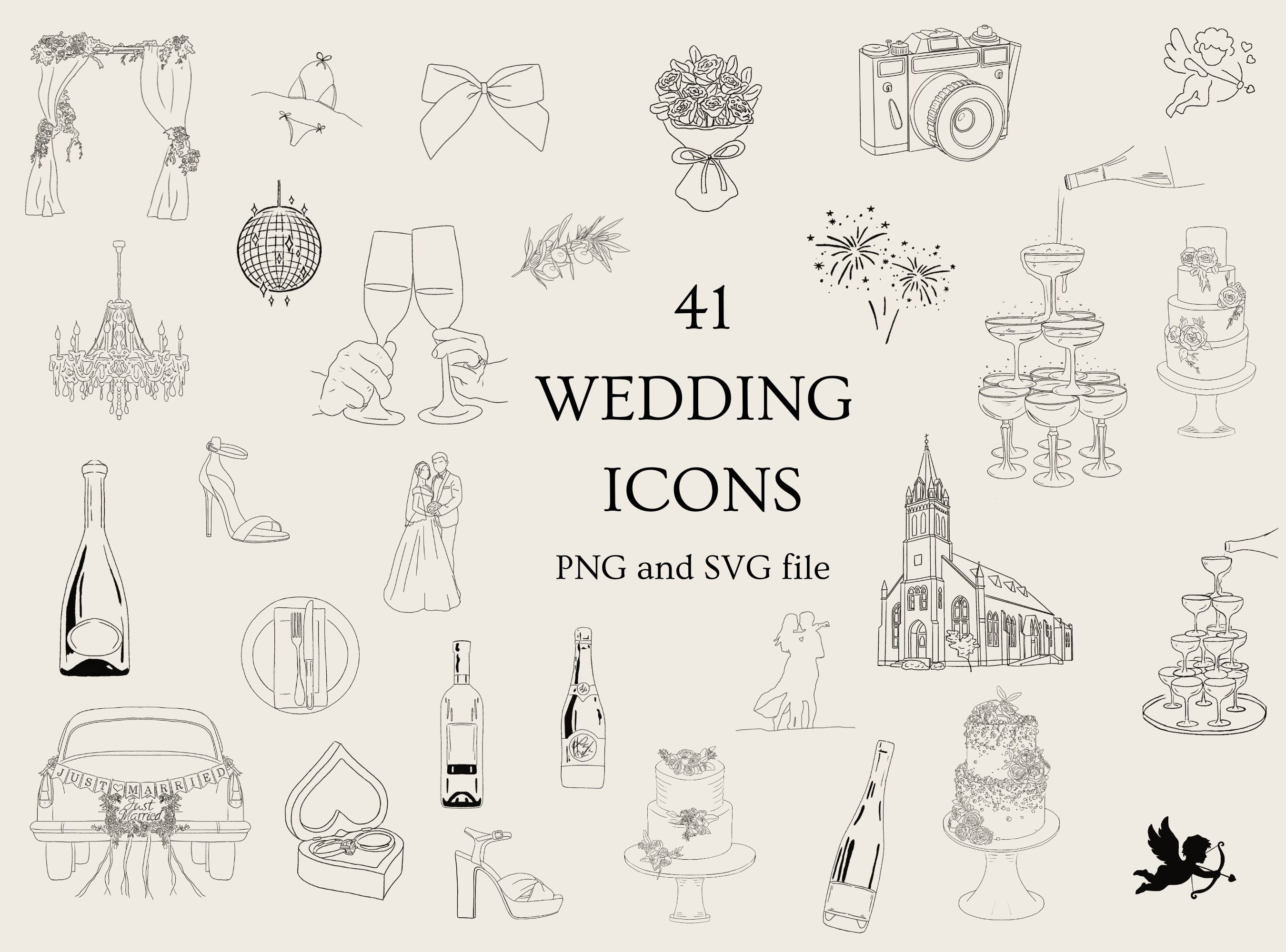 Wedding Icon Clip Art Wedding Hand Drawn Icon SVG Wedding Timeline Icon ...