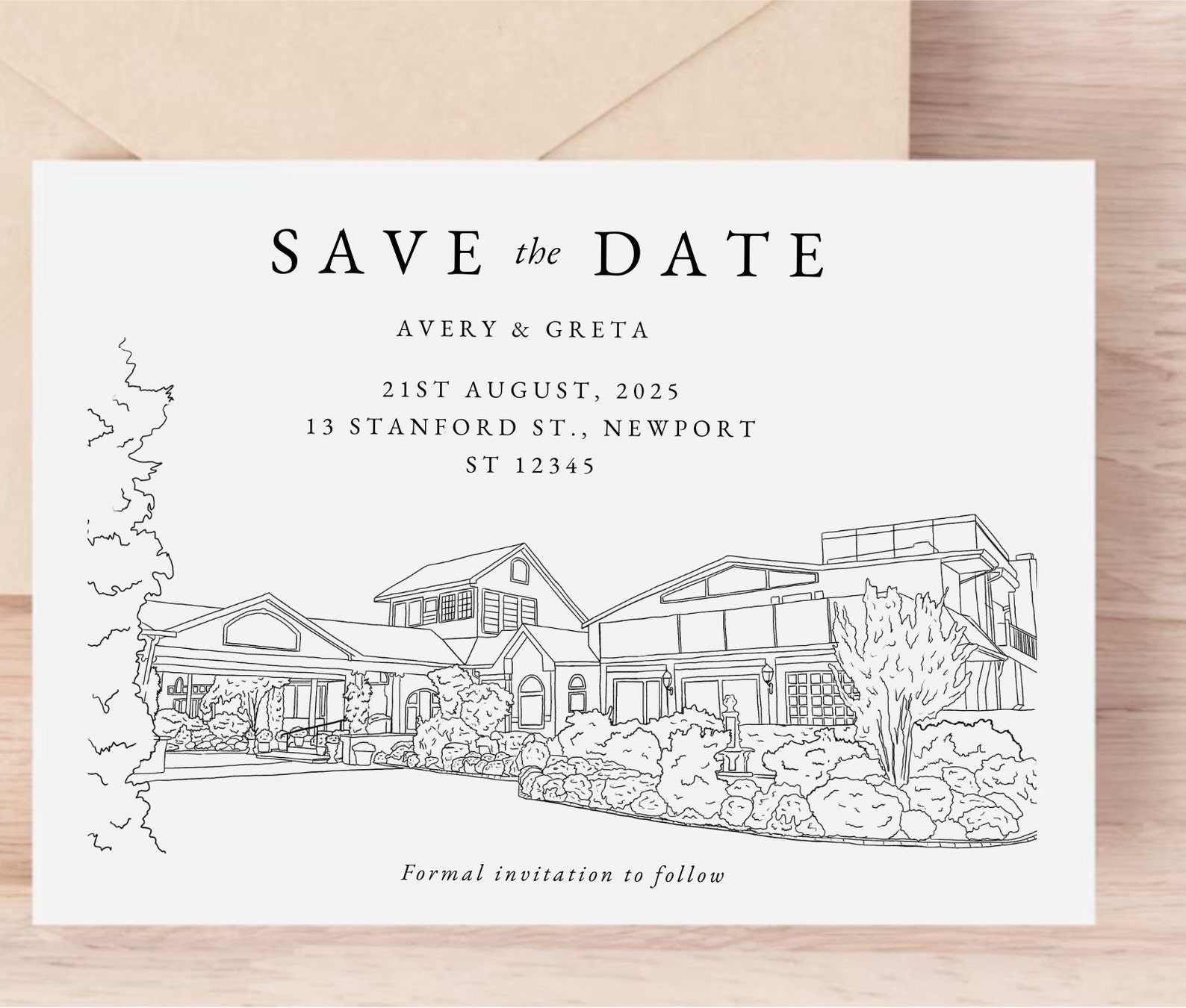Wedding Venue Sketch Invitation Custom Wedding Venue Illustration for ...