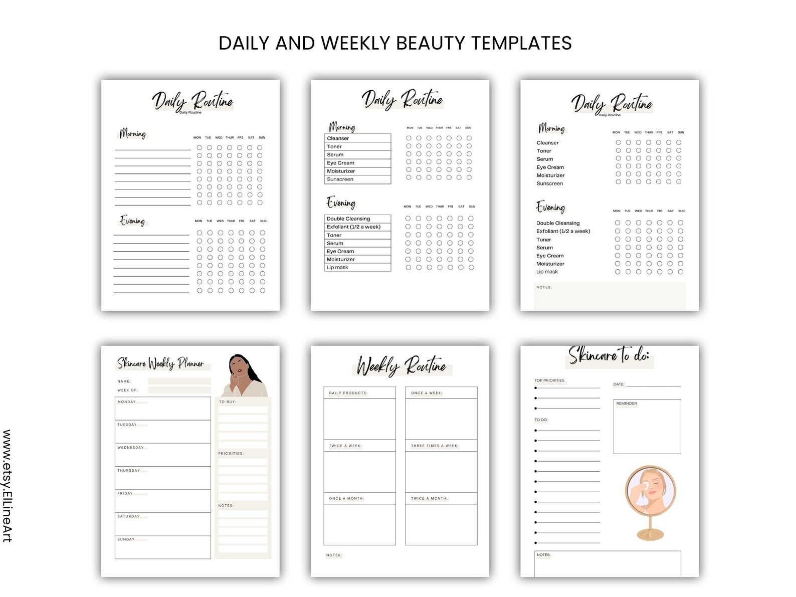 Skincare Planner Routine Skincare Checklist Planner Beauty Journal ...
