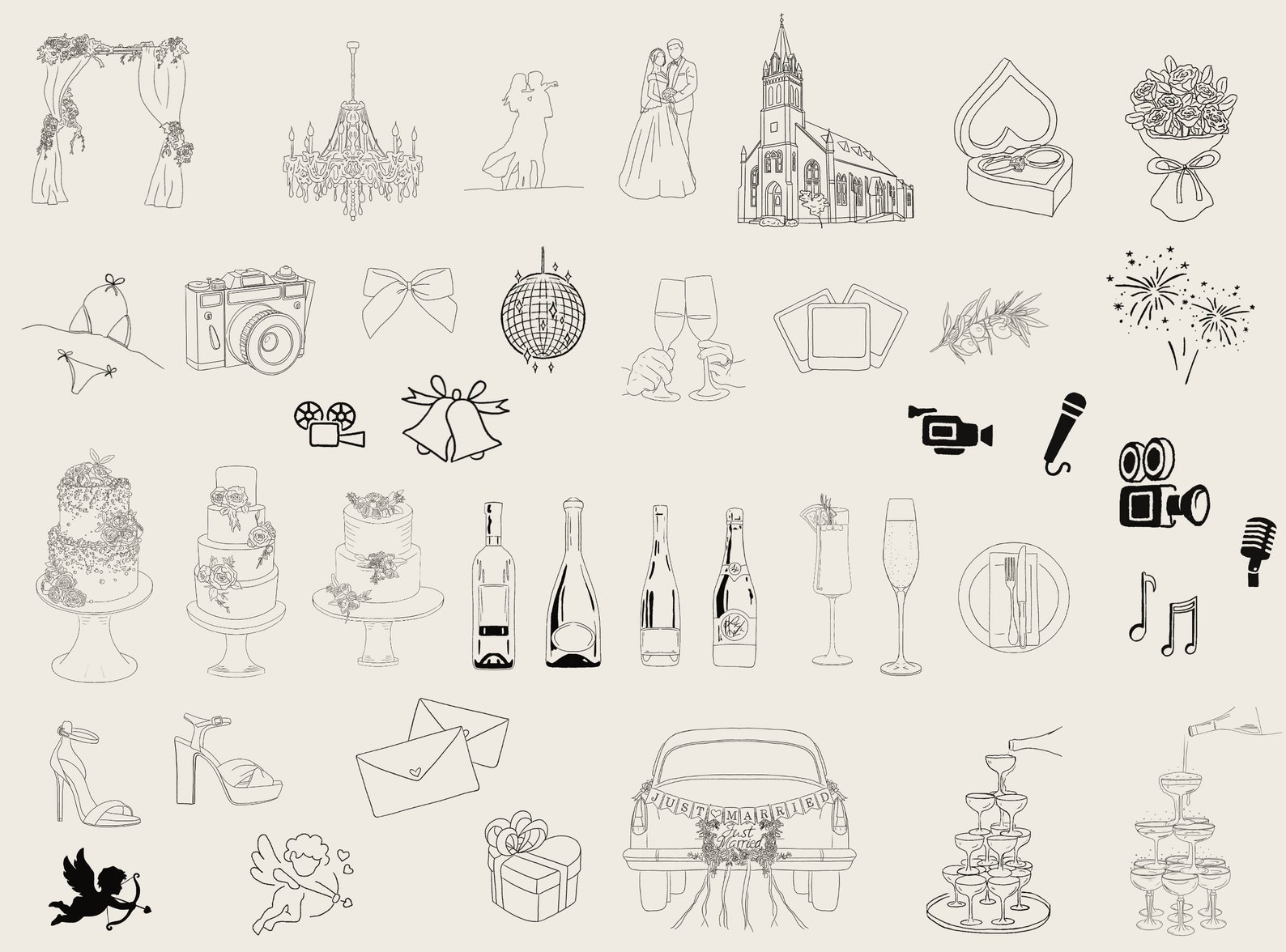 Wedding Icon Clip Art Wedding Hand Drawn Icon SVG Wedding Timeline Icon ...