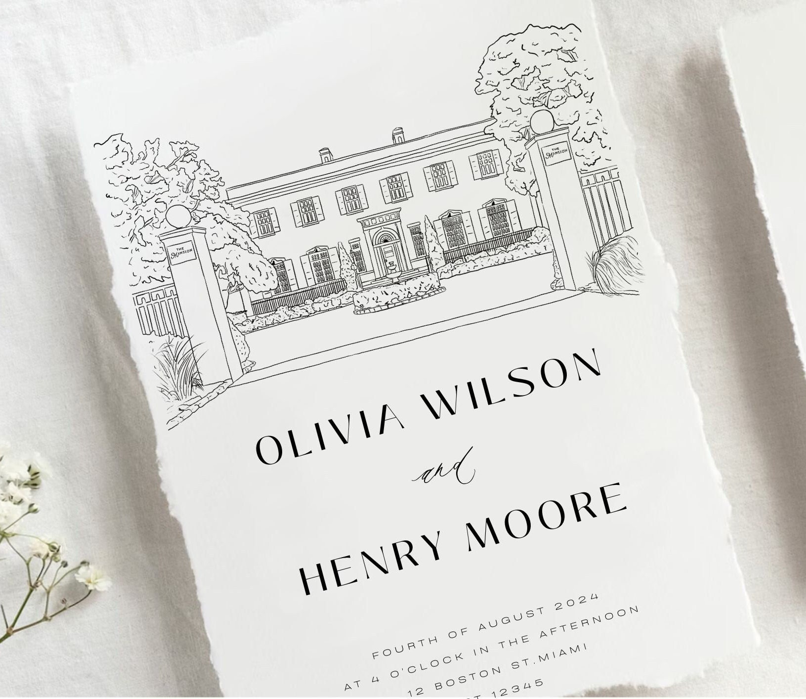 Illustrated Venue Wedding Invitation Digital Venue Sketch Invite ...