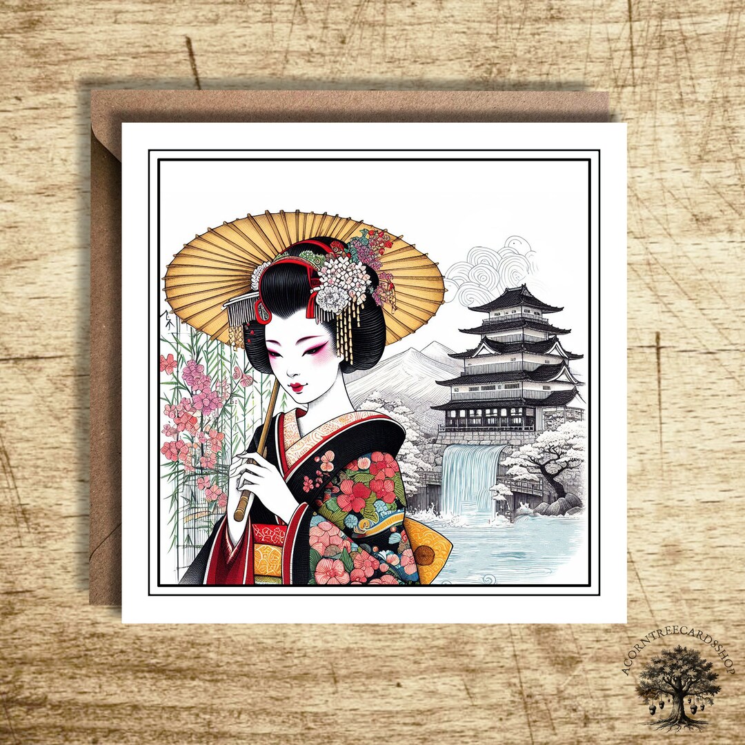 Geisha Personalised Birthday Card, Geisha Birthday, Personalised Card ...