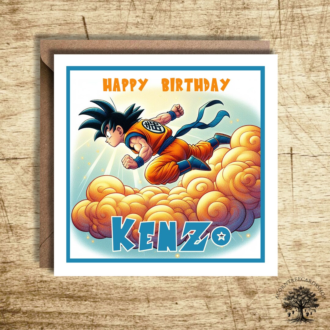 Goku Birthday Card, Personalised Birthday Card, Birthday Card ...