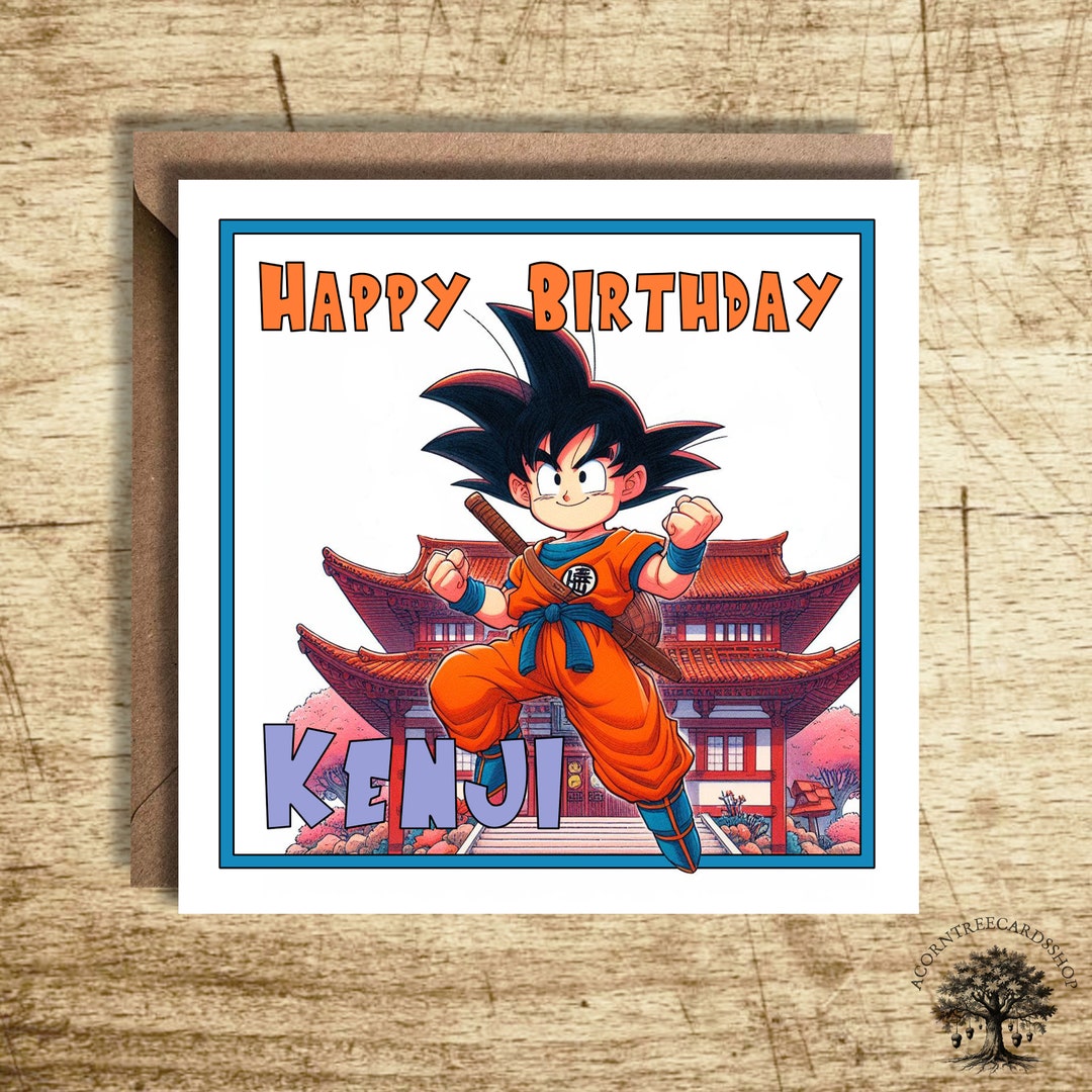 Goku Birthday Card, Personalised Birthday Card, Birthday Card ...