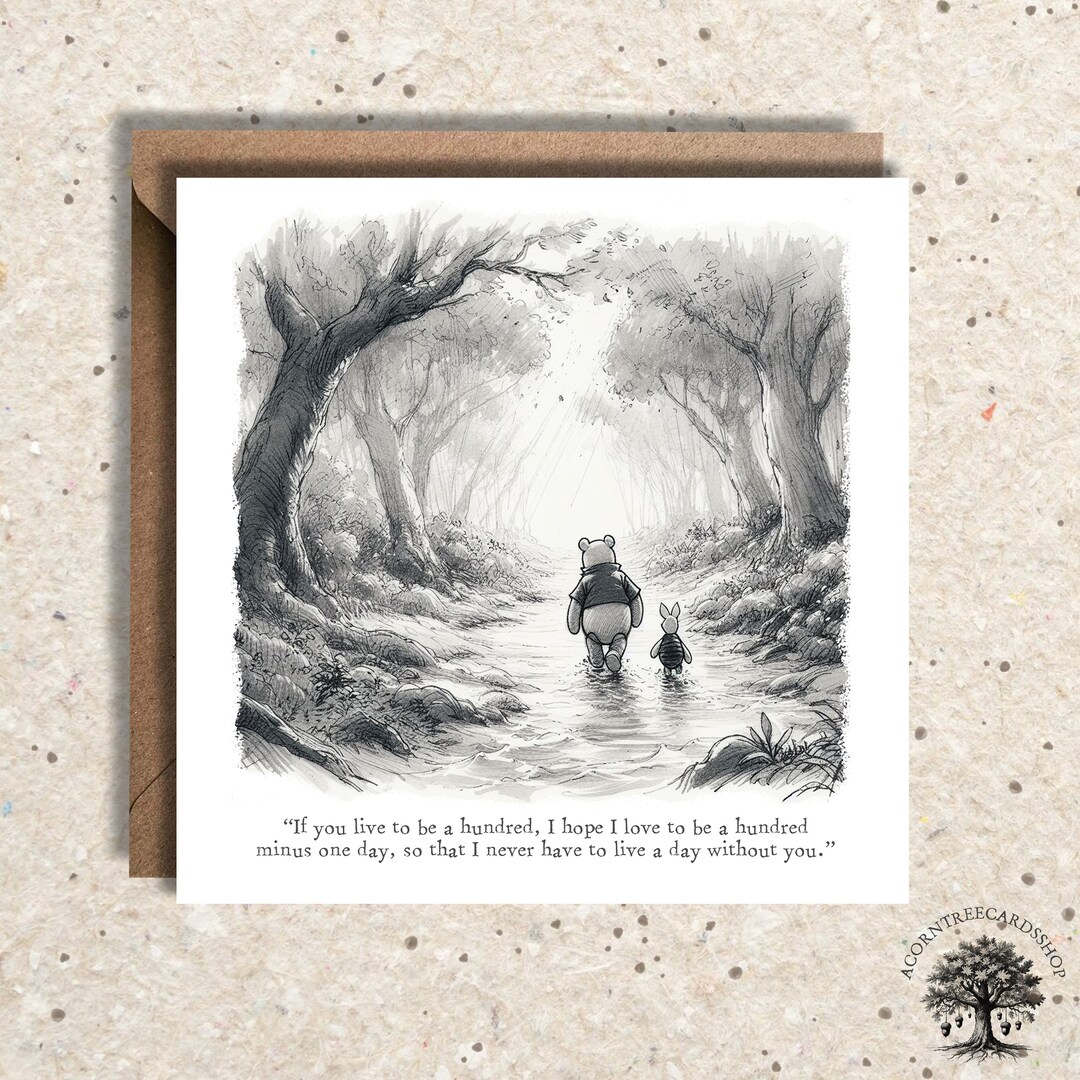 Winnie the Pooh Classic Friends Forever Card, Winnie the Pooh Art - Etsy