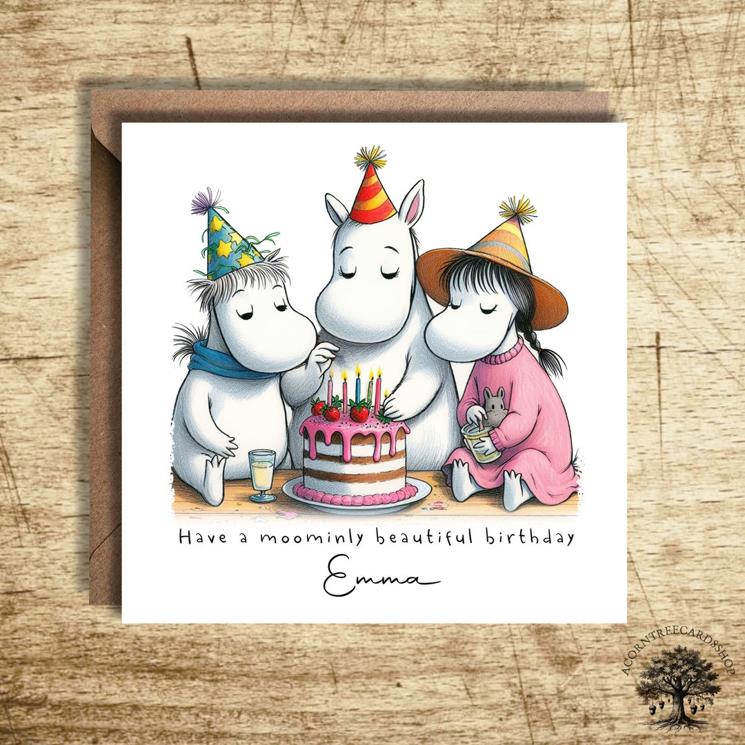 Moomin Card, Moomins Personalised Birthday Card, Moomins Birthday Card, Personalised Card ...