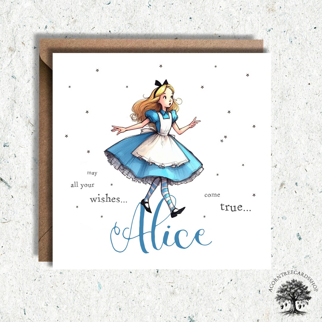 Alice in Wonderland Birthday Card, Personalised Alice in Wonderland ...