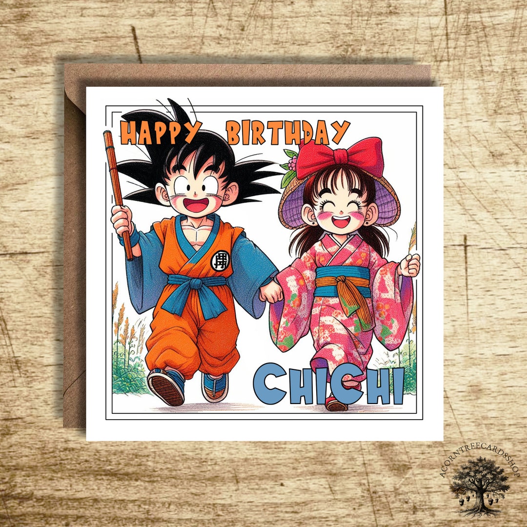 Goku Birthday Card, Goku & Chichi Personalised Birthday Card, Birthday ...