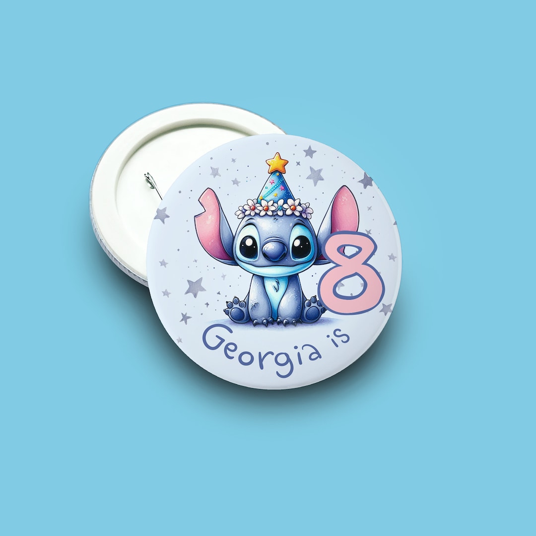 Personalised Stitch Birthday Badge, Stitch Birthday Badge, Birthday ...