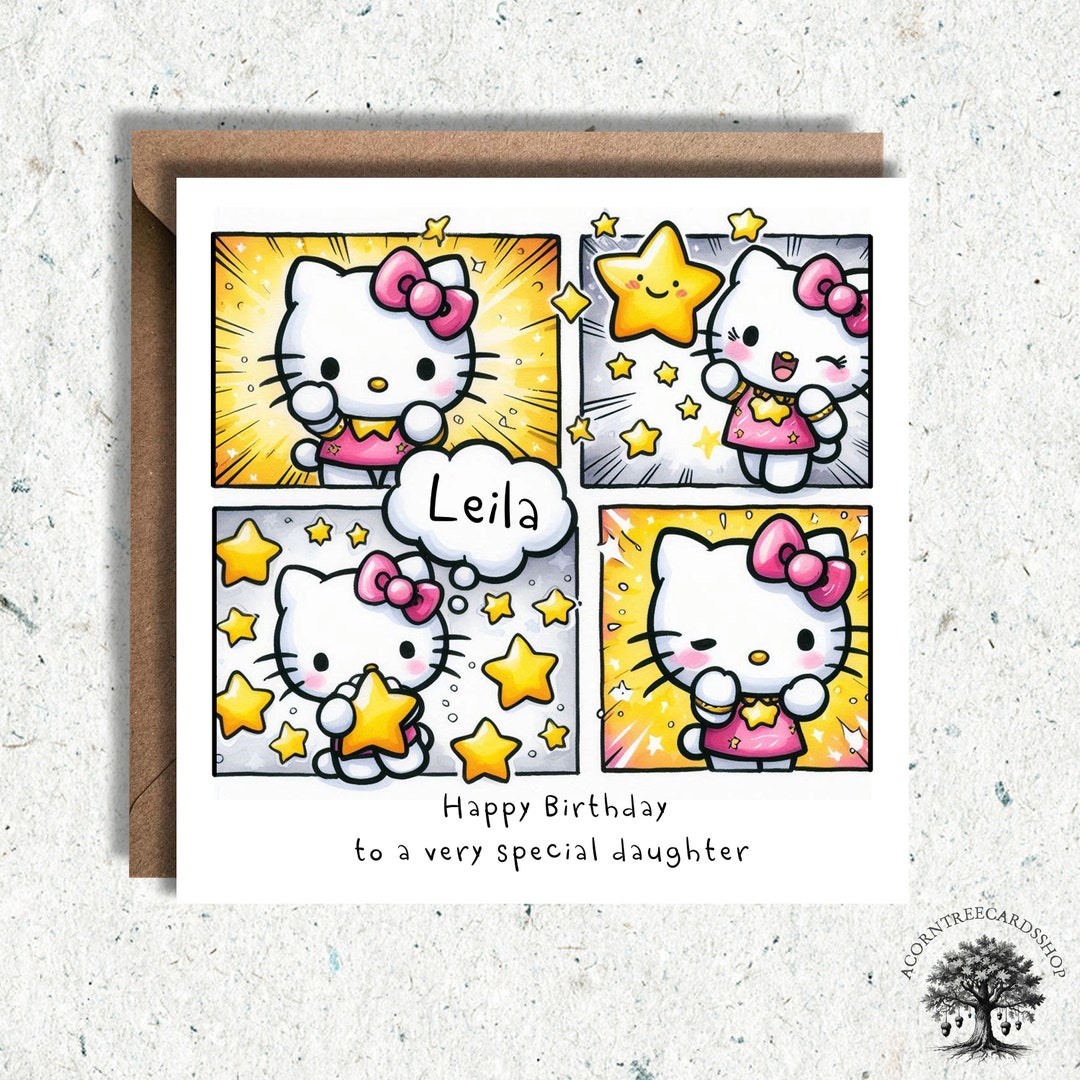 Personalised Hello Kitty Birthday Card, Hello Kitty Birthday Card ...
