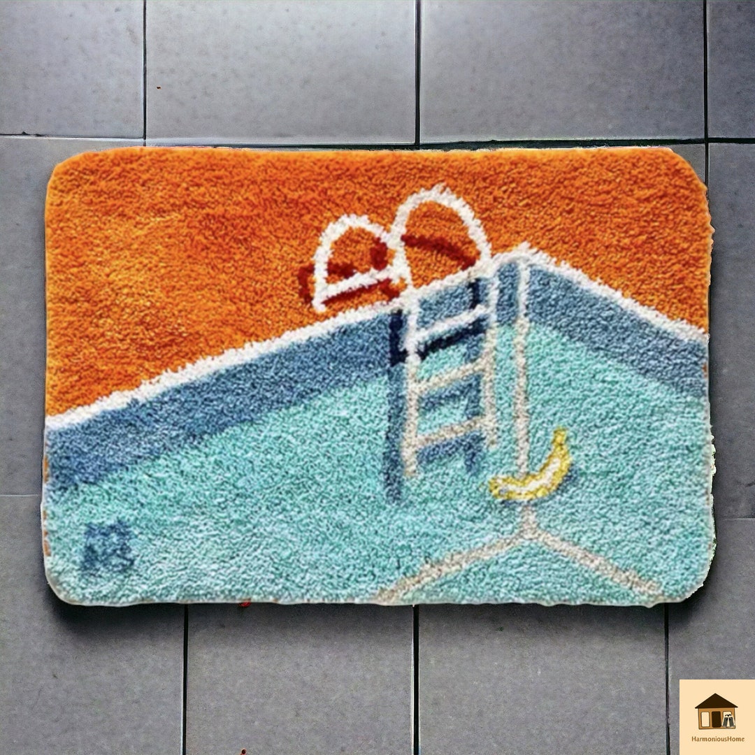 Tufted Water Pool Rug for Bedroom, Plush Pool Home Entrance Carpet ...