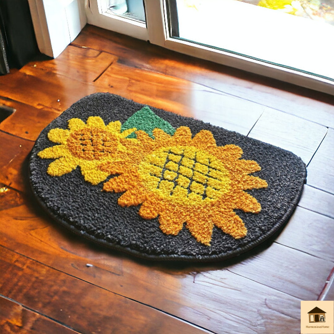 Absorbent Flower Doormat, Welcome Door Mat, Floral Entryway Rug, Non ...