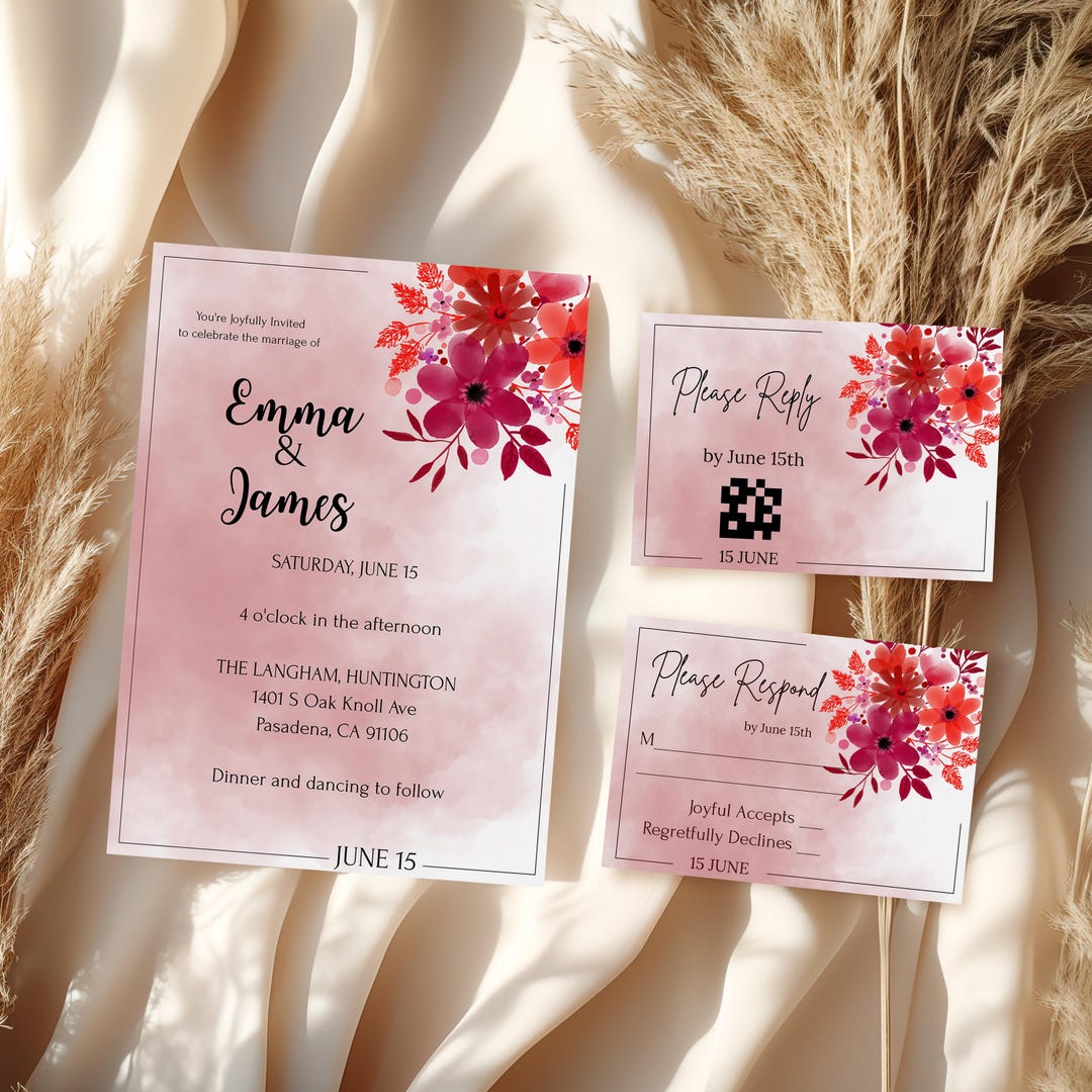 Digital Invitation Template | A4, US Letter, 5x7, 4x9, 5x3.5, 4x6 Sizes ...