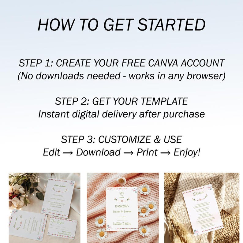 Editable Wedding Invitation Template | Floral Canva Invite Suite ...