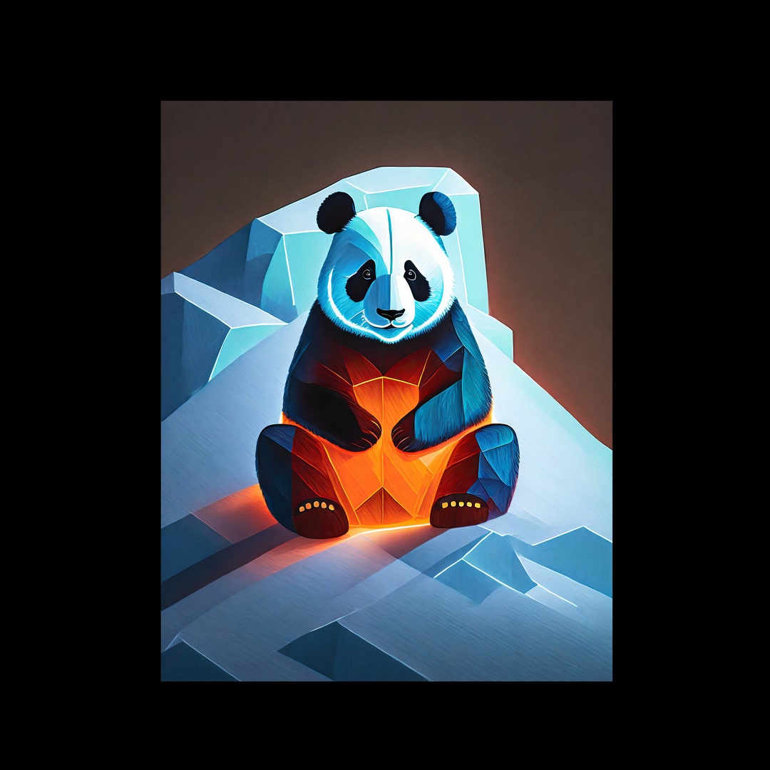 Cubist Painting of Panda on Snowy Mountain Bright Belly - Etsy