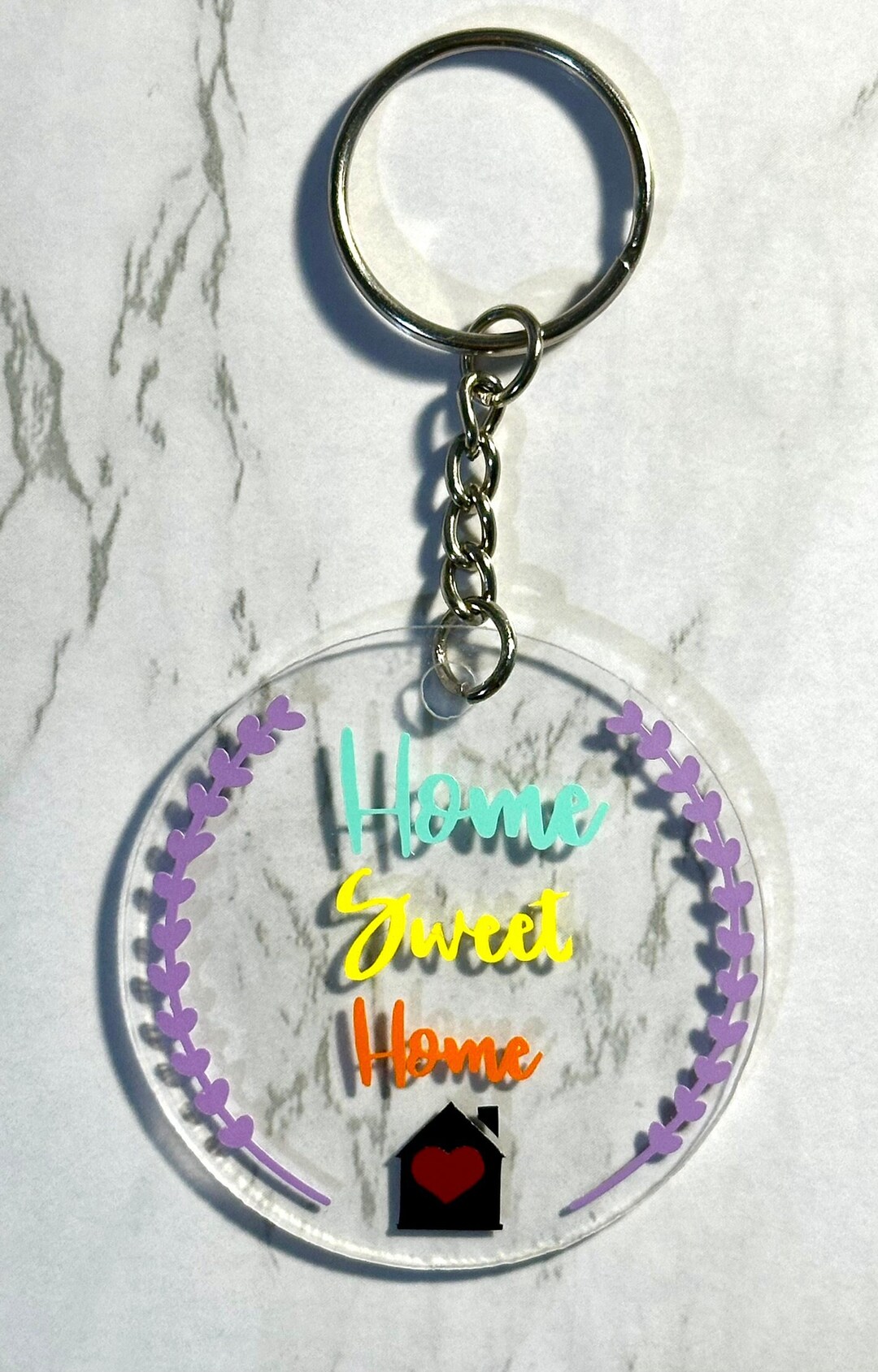 Home Sweet Home Acrylic Keychain: Colorful Vinyl, Handmade - Etsy