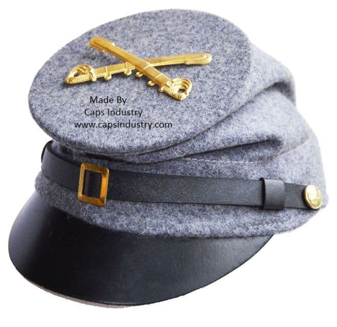 Civil War Confederate Plain Grey Forage Cap With Mcdowell Peak & Badge ...