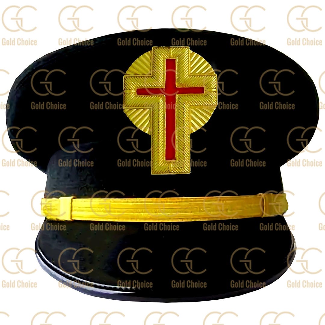 Past Commander Knights Templar Commandery Fatigue Cap Gold Metal ...