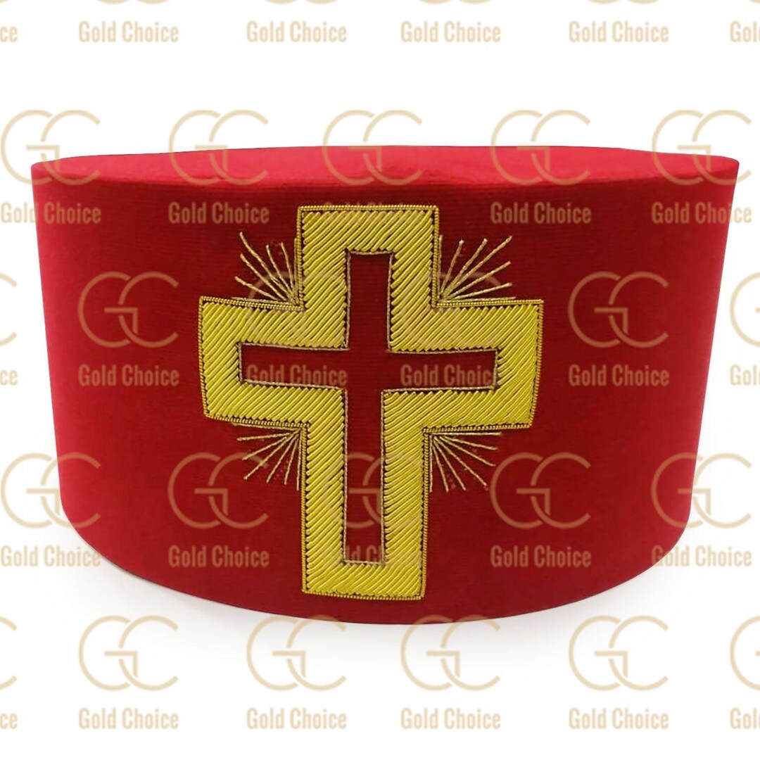 Past Commander Knights Templar Commandery Crown Cap Red Passion Cross ...