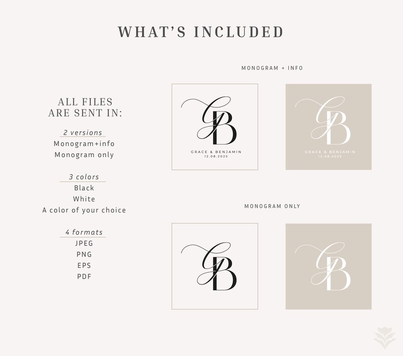 Modern Wedding Monogram | Couple Monogram | Digital Download Logo ...
