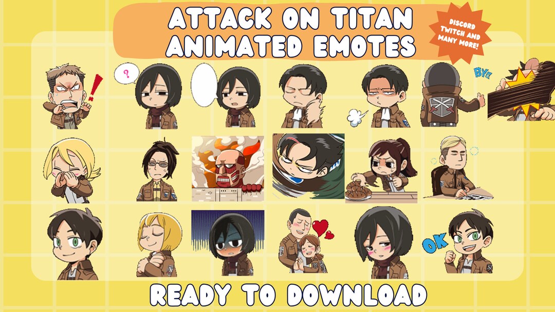 Attack on Titans Animated Emotes Discord Emotes Twitch Emotes Streamer ...