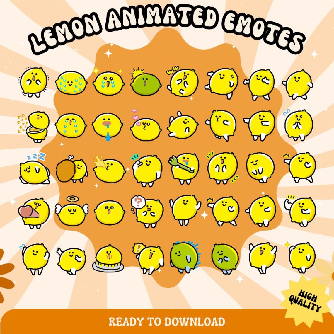 Lemon Animated Emotes | Lemonade | Fruits | Chibi | Twitch Emotes ...
