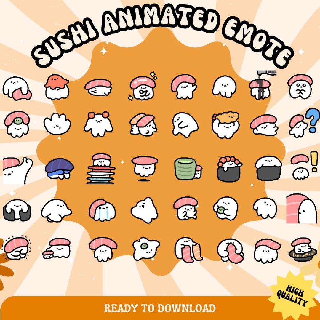 Sushi Animated Emotes Chibi Cute Funny Twitch Emotes Discord Emotes ...