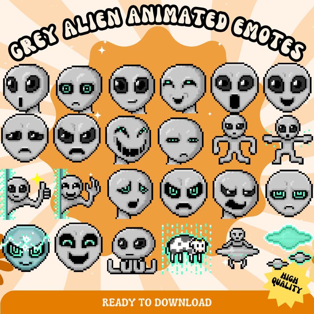 Alien Animated Emotes | Grey Alien | UFO | Space | Memes | Twitch ...