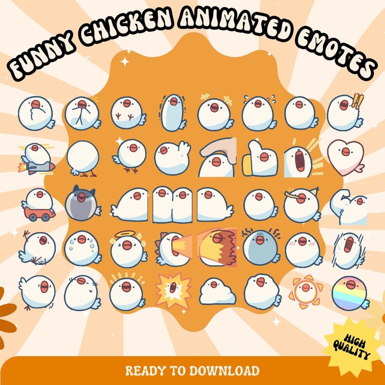 Chicken Animated Emotes | Chibi | Chick | Memes | Twitch Emotes ...