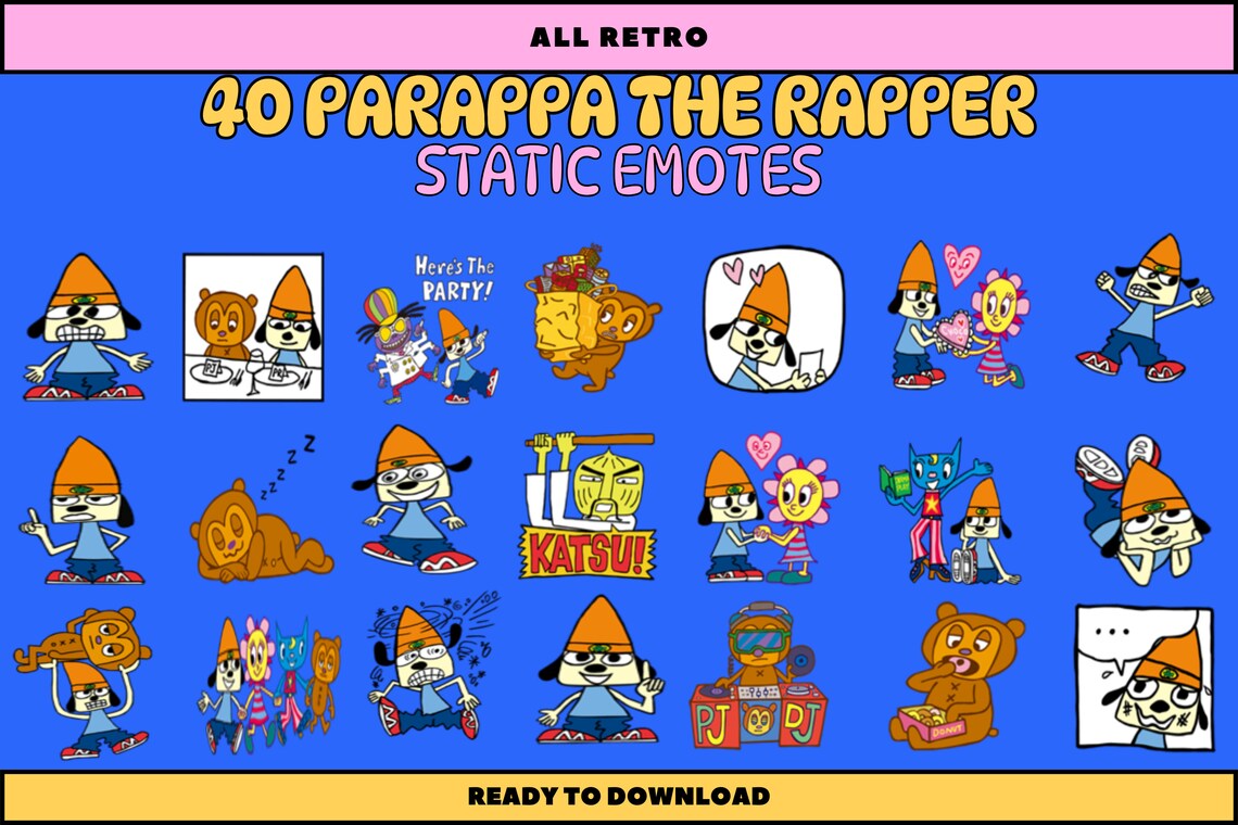 Parappa the Rapper Static Emotes Bundle for Twitch and Discord Twitch ...