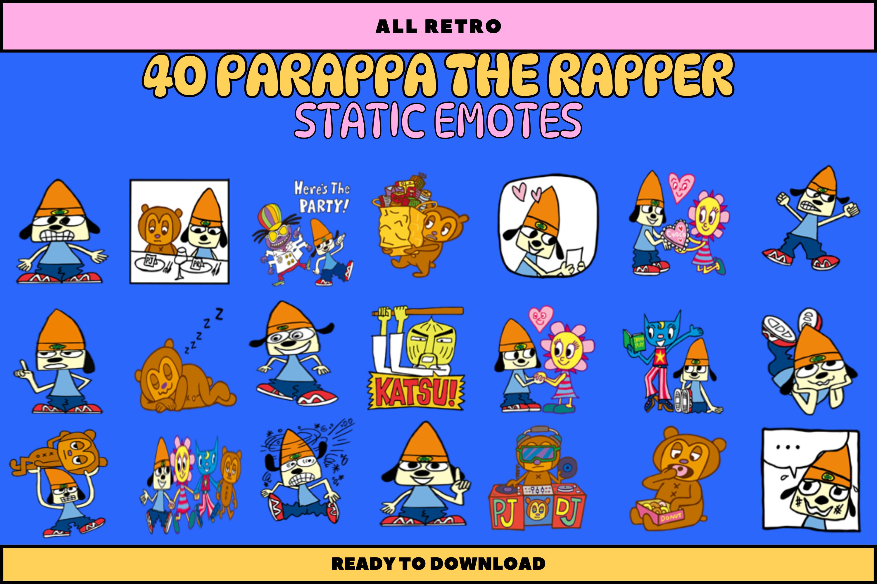 Parappa the Rapper Static Emotes Bundle for Twitch and Discord Twitch ...