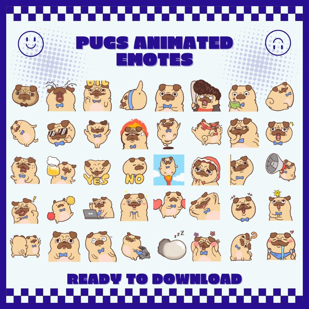 Pugs Animated Emotes | Dogs | Chibi | Cute | Funny | Memes | Twitch ...