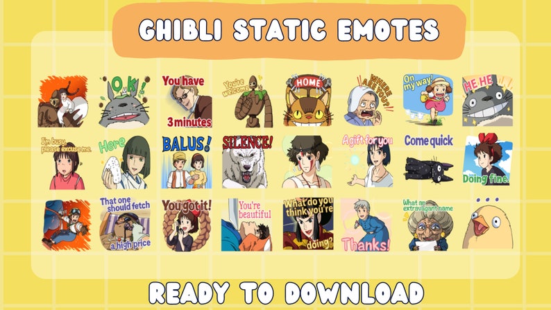 Ghibli Static Emotes Discord Emotes Twitch Emotes Streamer Emotes Anime ...